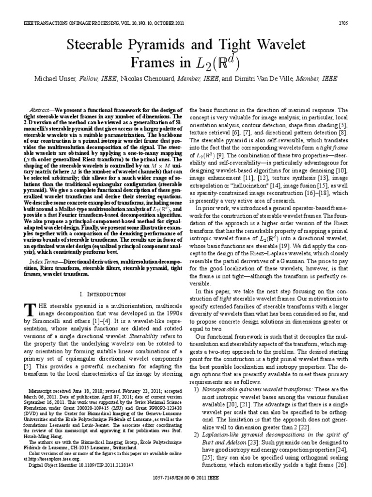 Steerable Pyramids | PDF | Wavelet | Principal Component Analysis