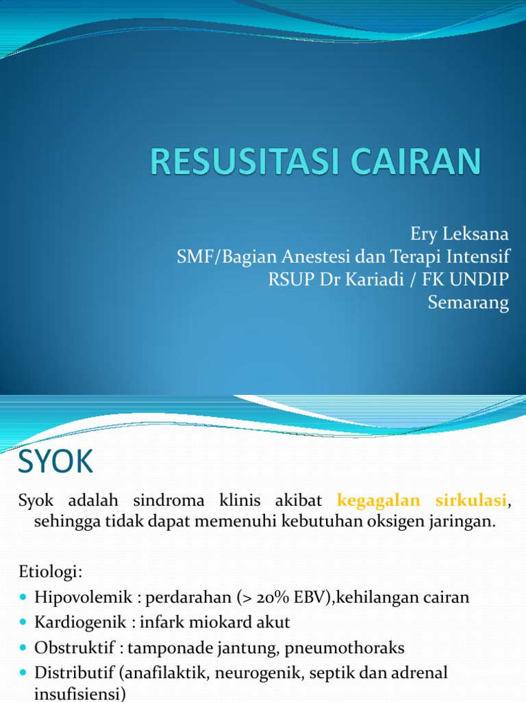Terapi Cairan Pada Syok | PDF