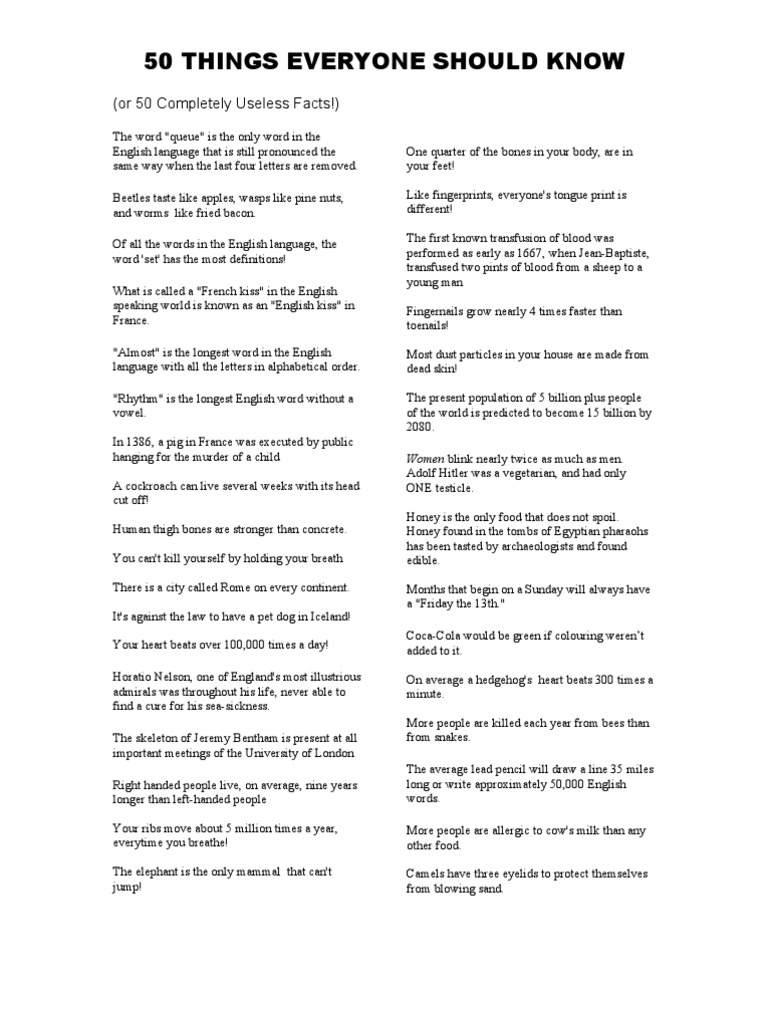 50 Things Everyone Should Know | PDF | English Language | Languages