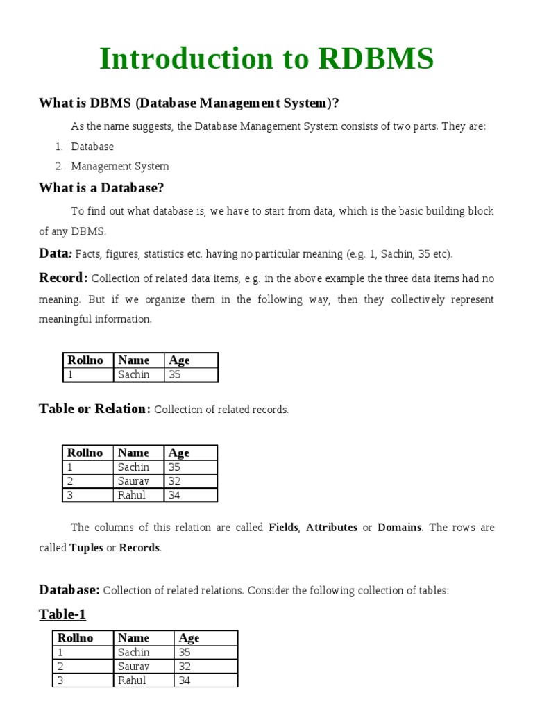 Introduction To RDBMS | PDF | Relational Database | Database Transaction