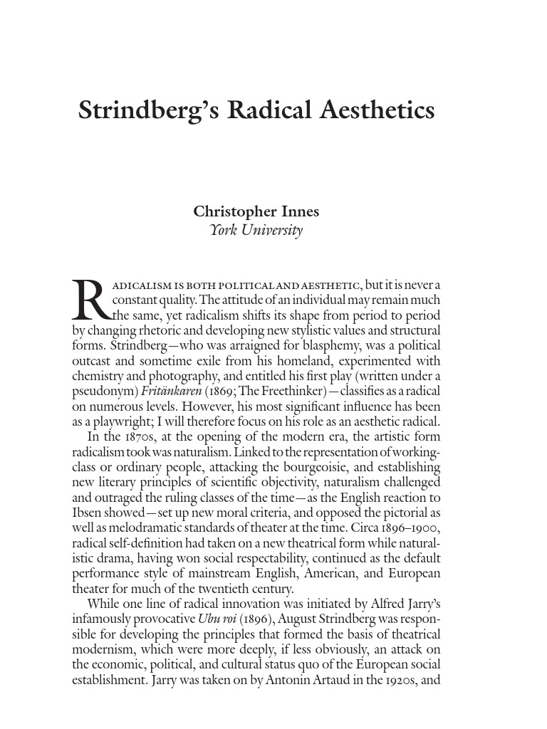 Strindberg's Aesthetics | PDF | Expressionism | Modernism