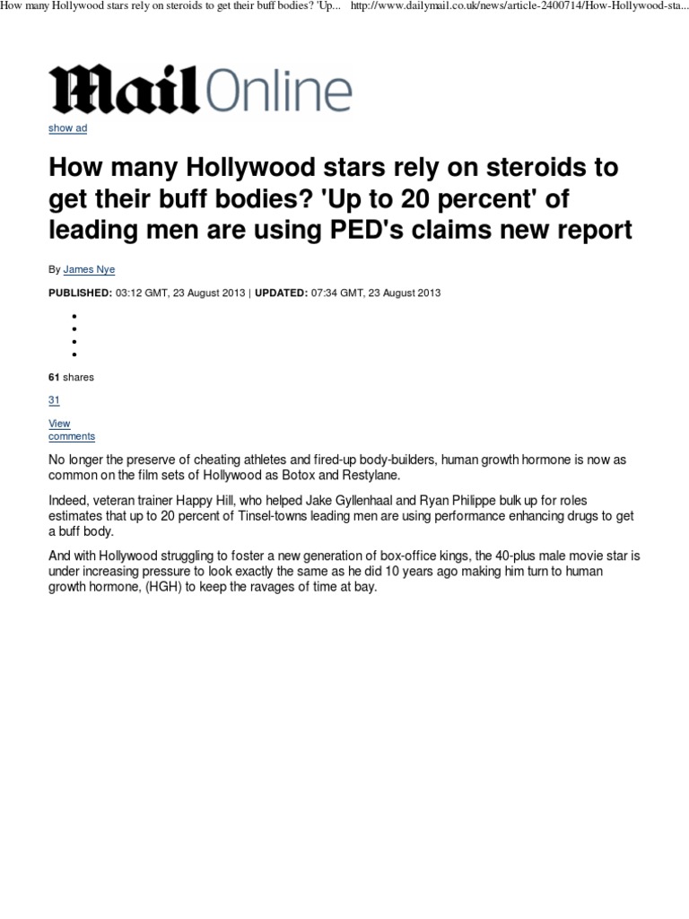 How Many Hollywood Stars Rely On Steroids To Get Their Buff Bodies? 'Up ...