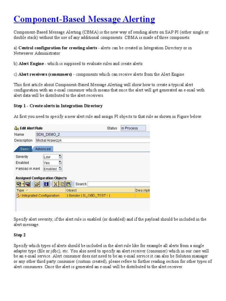 Component-Based Message Alerting: Step 1 - Create Alerts in Integration ...