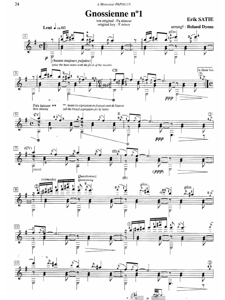 Satie - Gnossienne No.1 | PDF