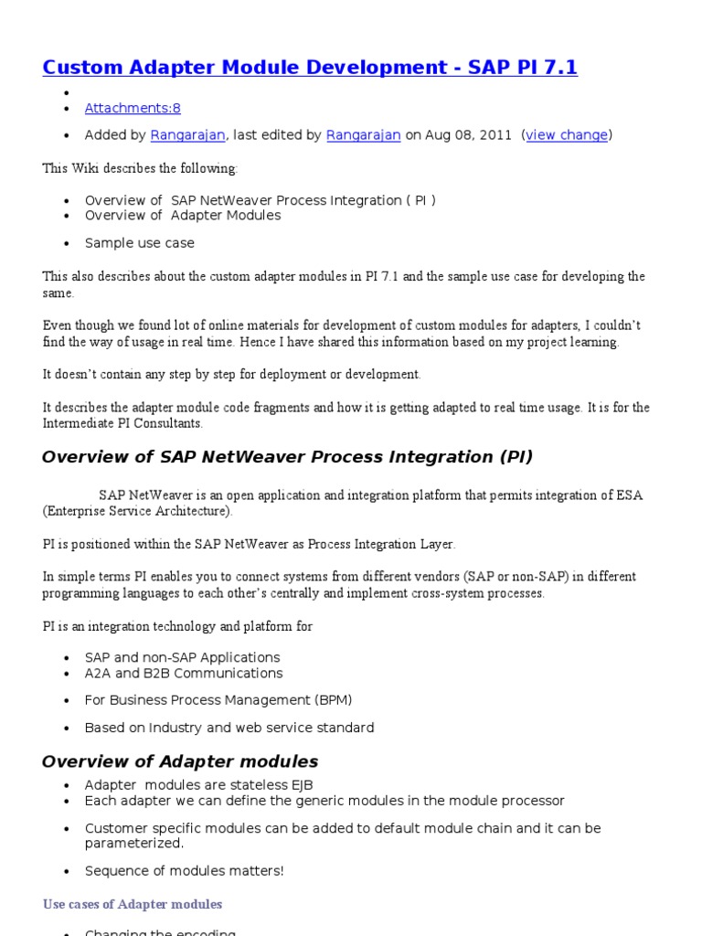 Custom Adapter Module Development Pdf Sap Se Modular Programming