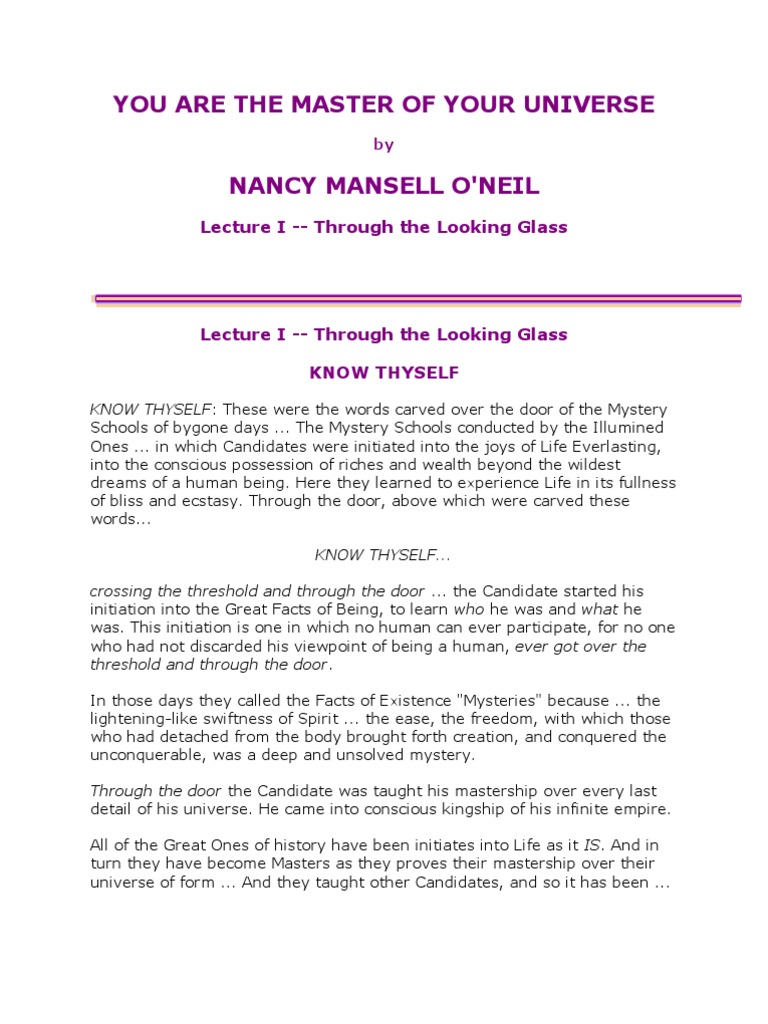You Are The Master of Your Universe - Nancy Mansell Oneil | PDF ...