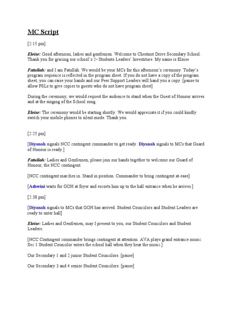 Emcee Script Sample