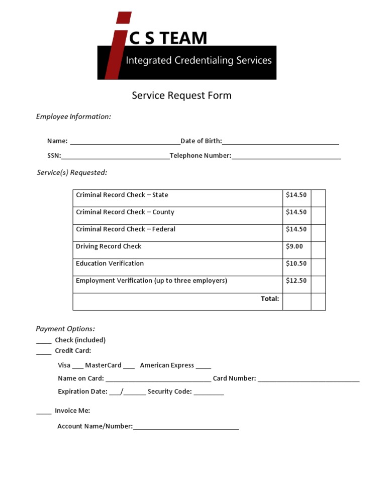 Credentialing Services Request Form | PDF