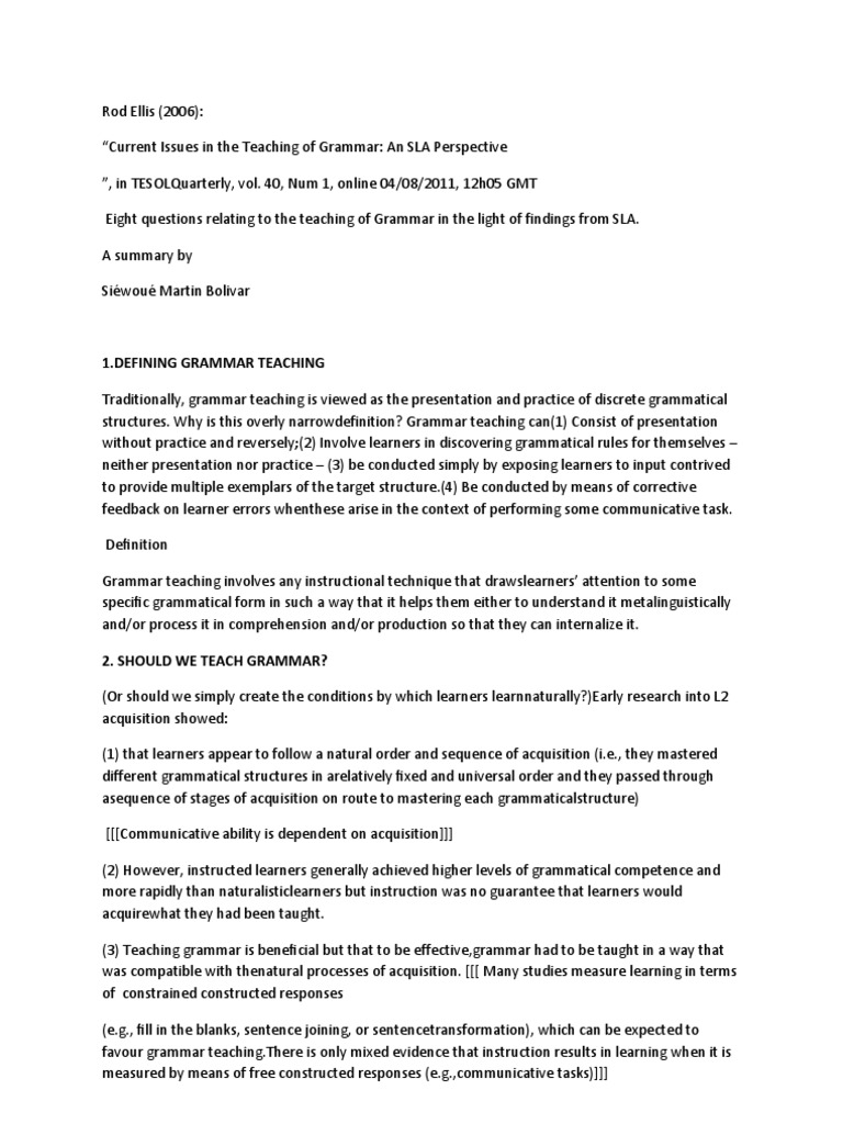 Rod Ellis Issues | PDF | Second Language Acquisition | Second Language