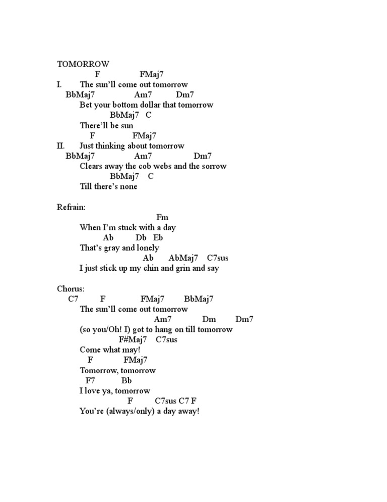 Tomorrow Annie Guitar Chords