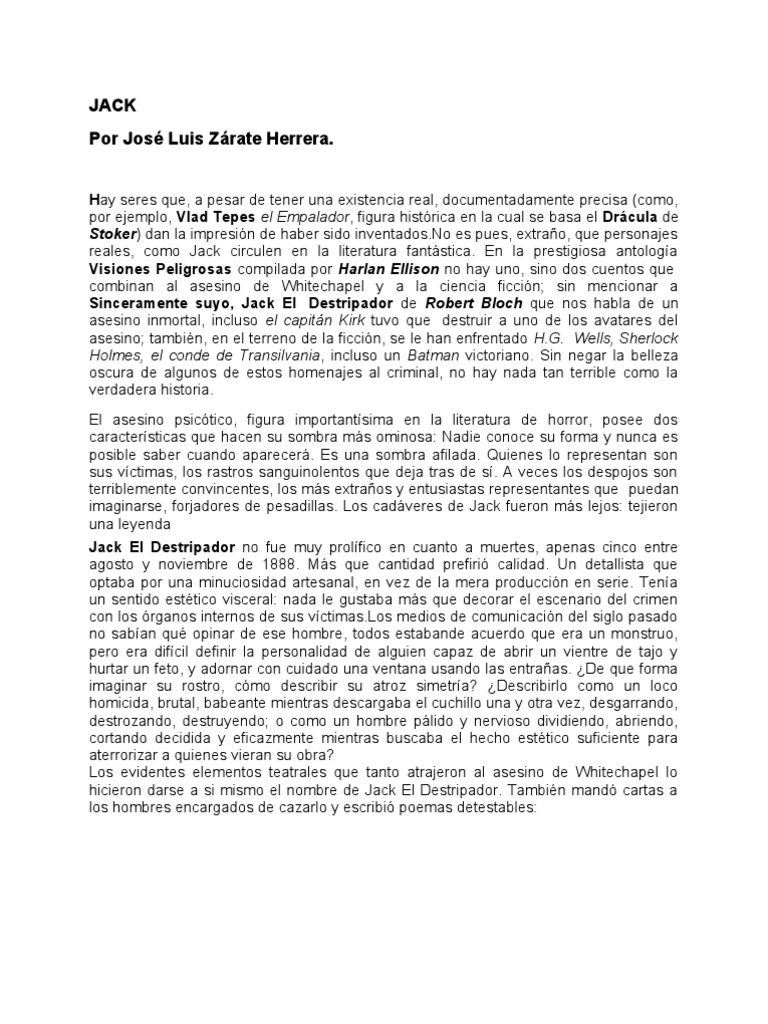 Zarate Herrera Jose - Jack El Destripador | PDF | Jack el destripador ...