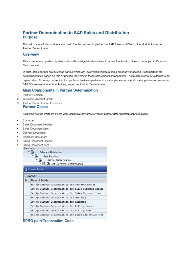 SAP SD Partner Determination Overview | PDF | Systems Engineering ...