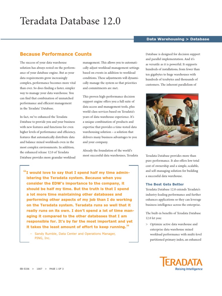 Teradata Database 12 (1) .0 | PDF | Data Warehouse | Databases