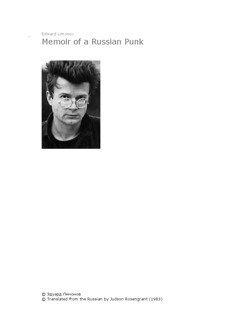 Edward Limonov - 1983 - Memoir of A Russian Punk (En) | PDF | Mystery ...