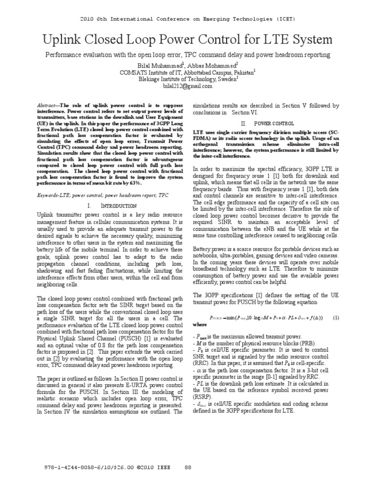 Uplink Closed Loop Power Control For LTE System | Download Free PDF ...
