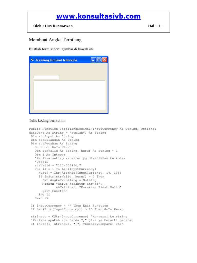 Program Angka Terbilang | PDF