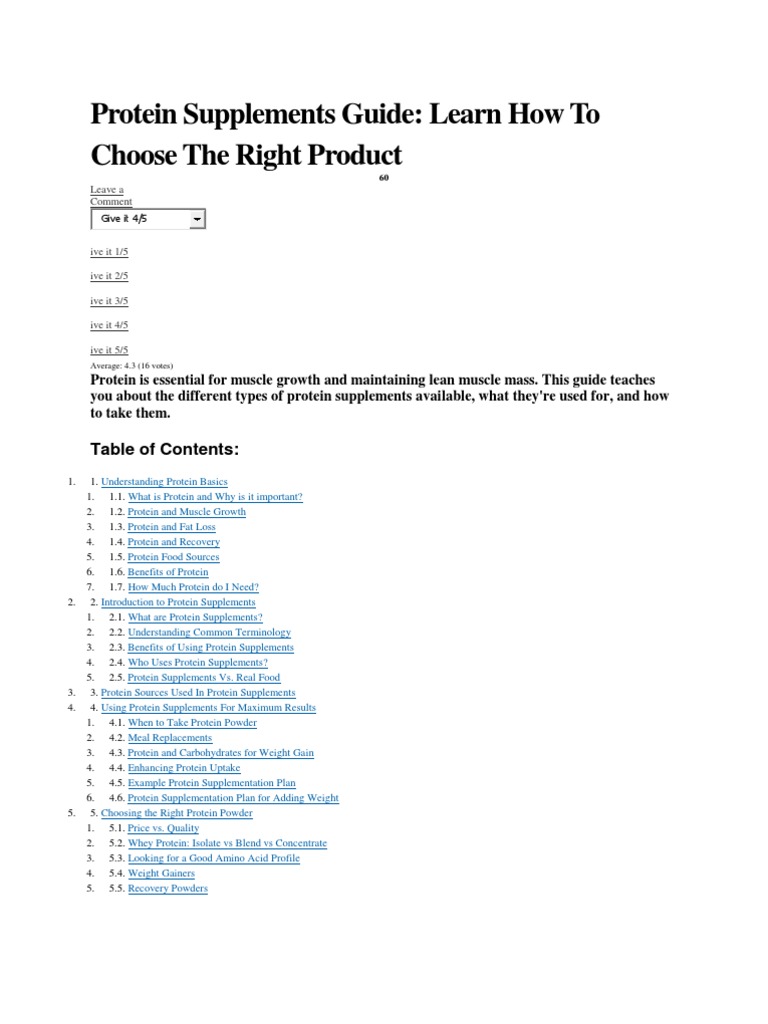 Protein Supplements: A Complete Guide | PDF | Dietary Supplements | Milk