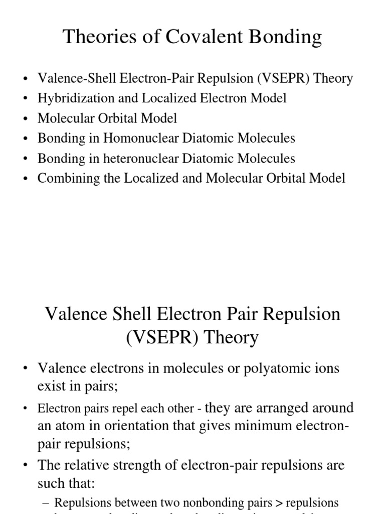 Chapter 9 Covalent Bonding Theory Pdf Molecular Orbital