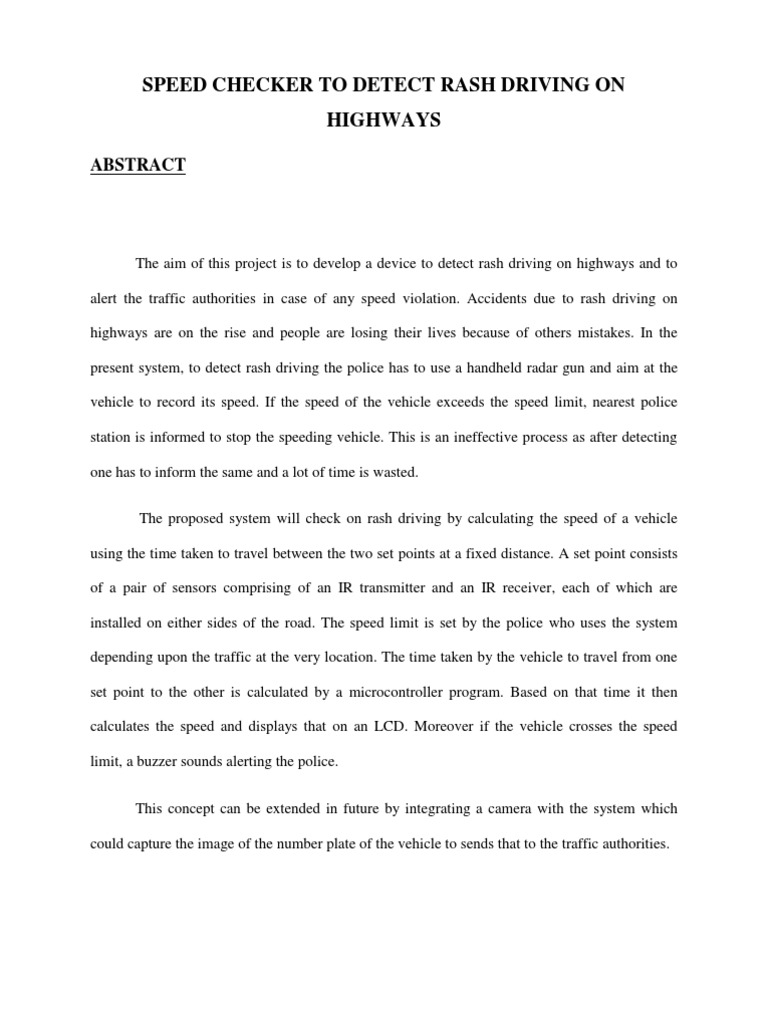 Speed Checker To Detect Rash Driving On Highways | PDF | Speed Limit ...