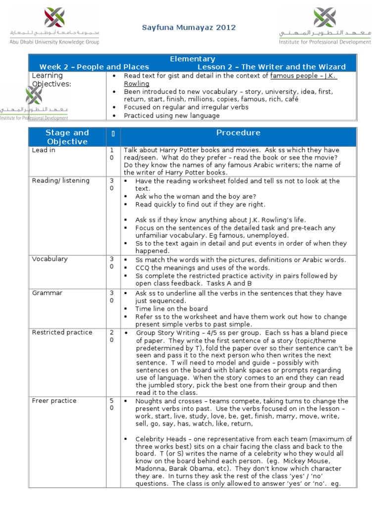 Stage and Objective Procedure | PDF | Harry Potter | Linguistics