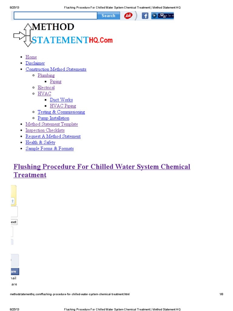Flushing Procedure For Chilled Water System Chemical Treatment Method ...