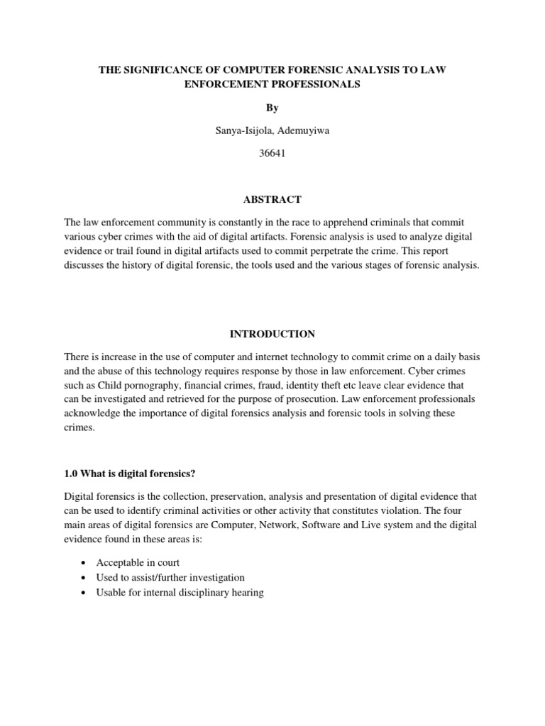 The Significance of Computer Forensic Analysis To Law Enforcement ...