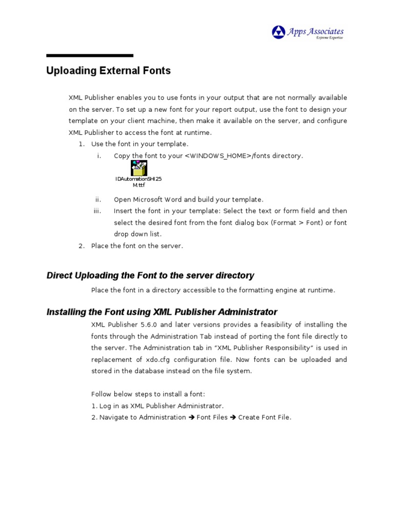 Configuring and Testing External Fonts in XML Publisher Reports | PDF ...