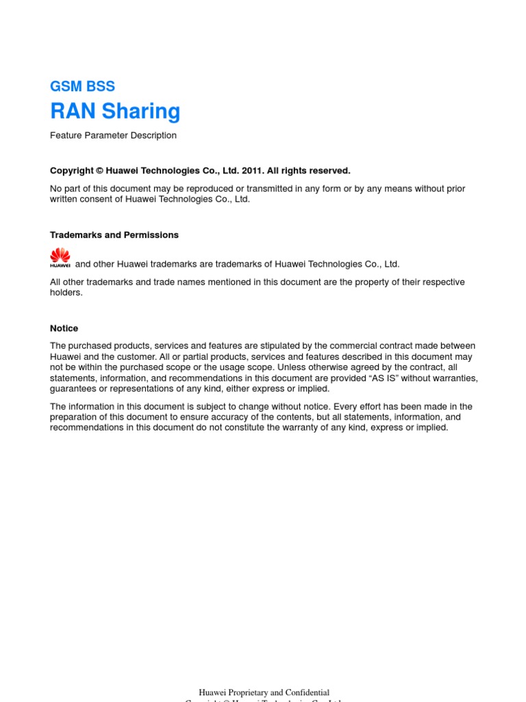 RAN Sharing Huawei GBSS RAN12 | PDF | Telecommunications Standards ...
