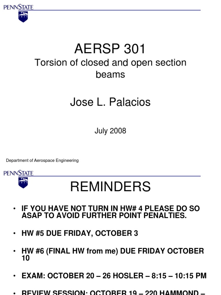 Torsion of Closed Section Beams - HW 5 - C | PDF | Shear Stress | Beam ...