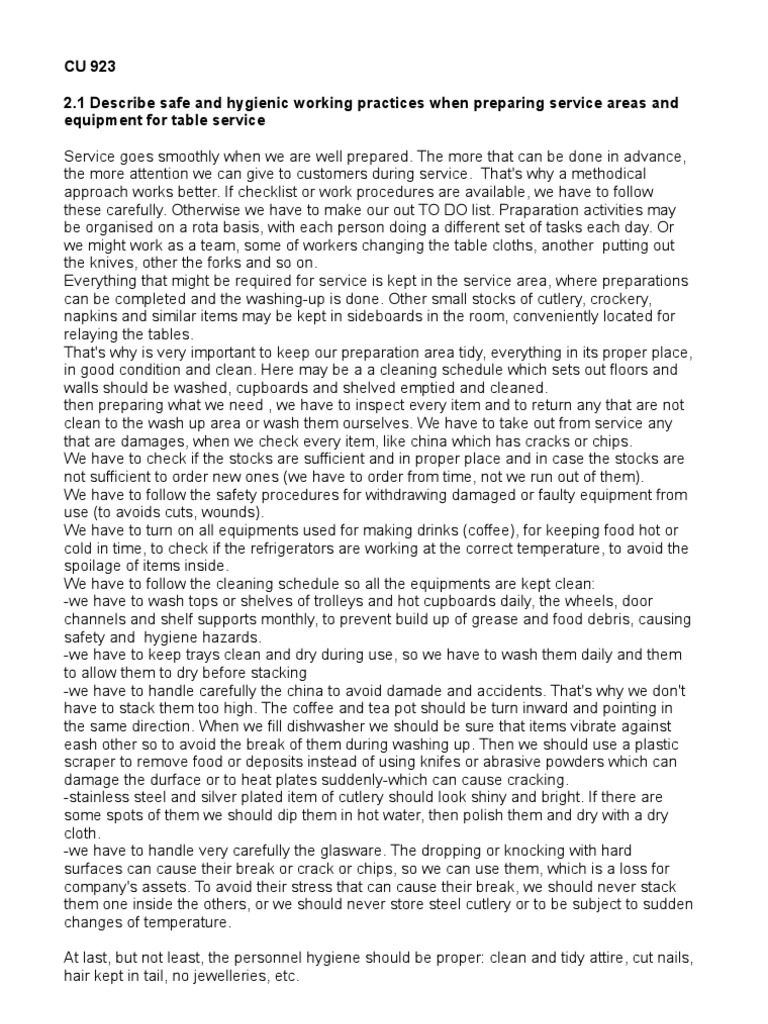 NSV Level 2 Hospitality | PDF | Menu | Sauce