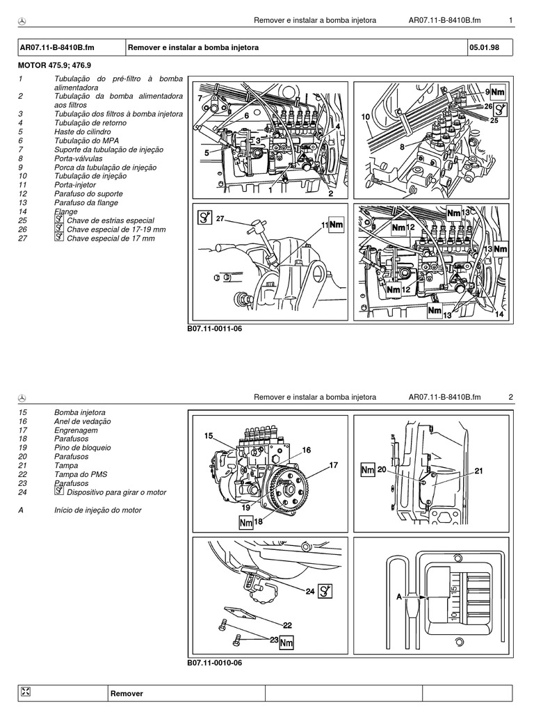 Bomba Injetora OM 447 | PDF | Motores | Parafuso