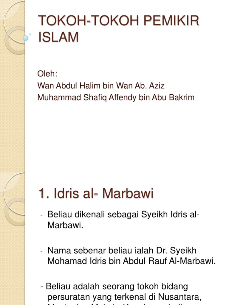 Tokoh-Tokoh Pemikir Islam | PDF