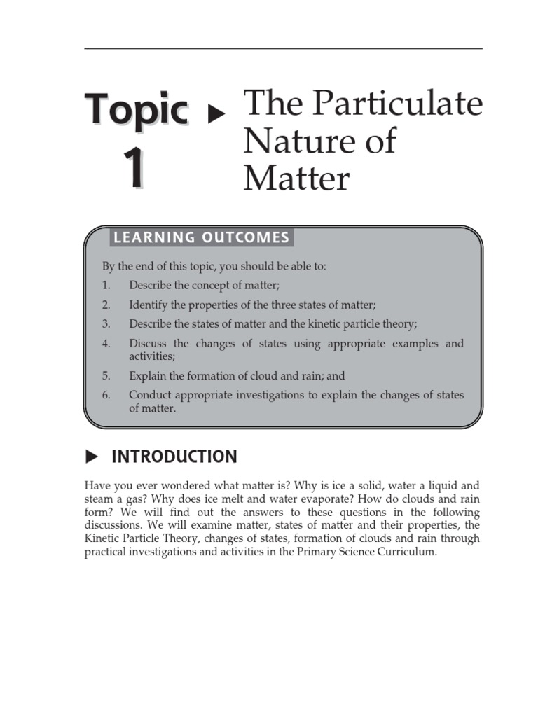 Topic 1 The Particulate Nature of Matter | PDF | Business