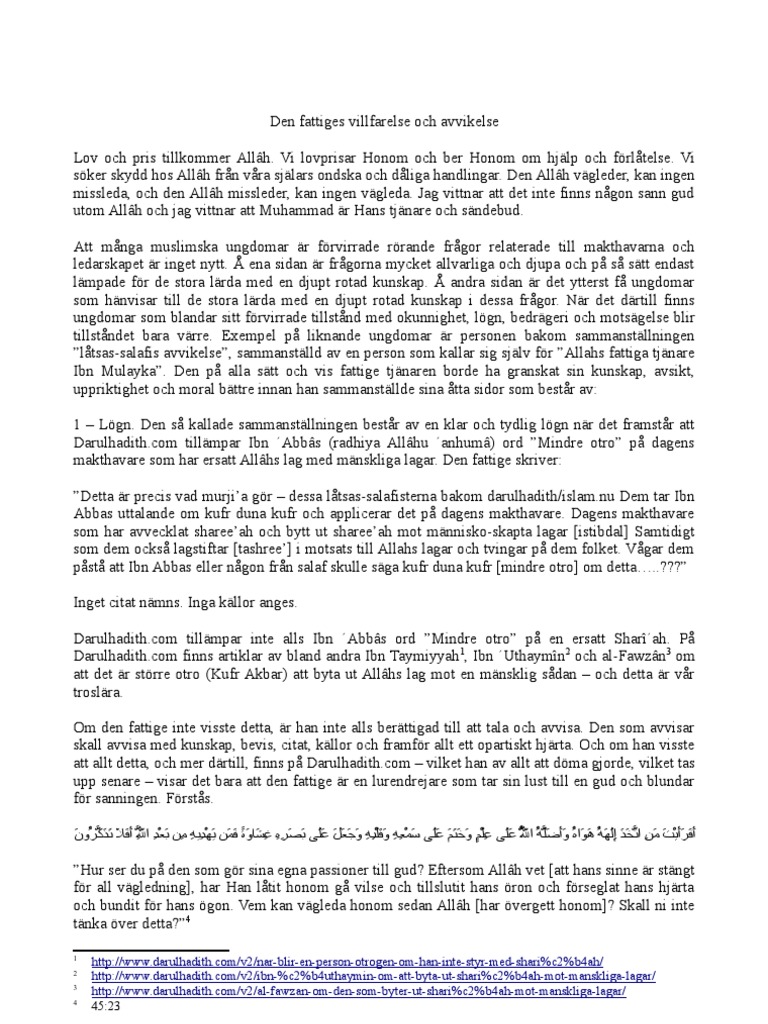 Den Fattiges Villfarelse Och Avvikelse | PDF