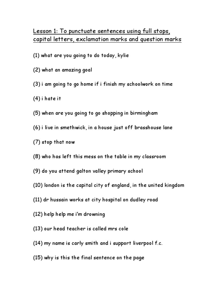 Punctuating Sentences and Paragraphs: A Lesson in Using Full Stops ...