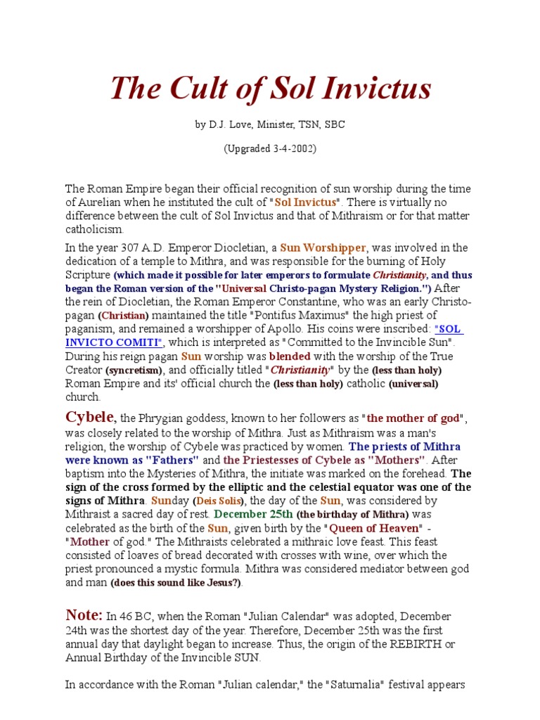 The Cult of Sol Invictus | Ancient Mediterranean Religions | Religious Faiths