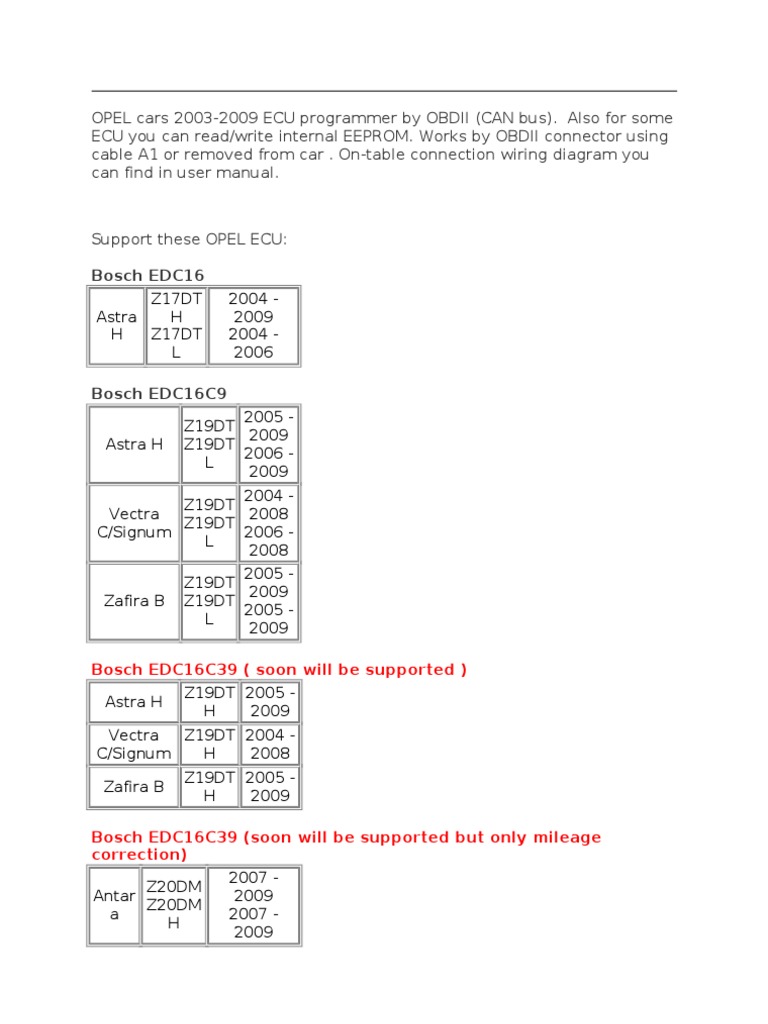 Opel ECU programmer supports 2003-2009 models | PDF