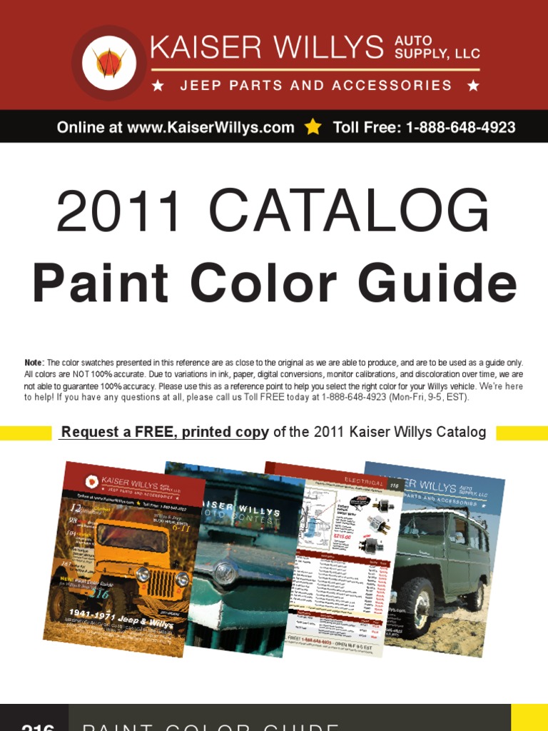 Jeep Color Chart Color Guide Kaiser Willys Catalog | PDF | Green