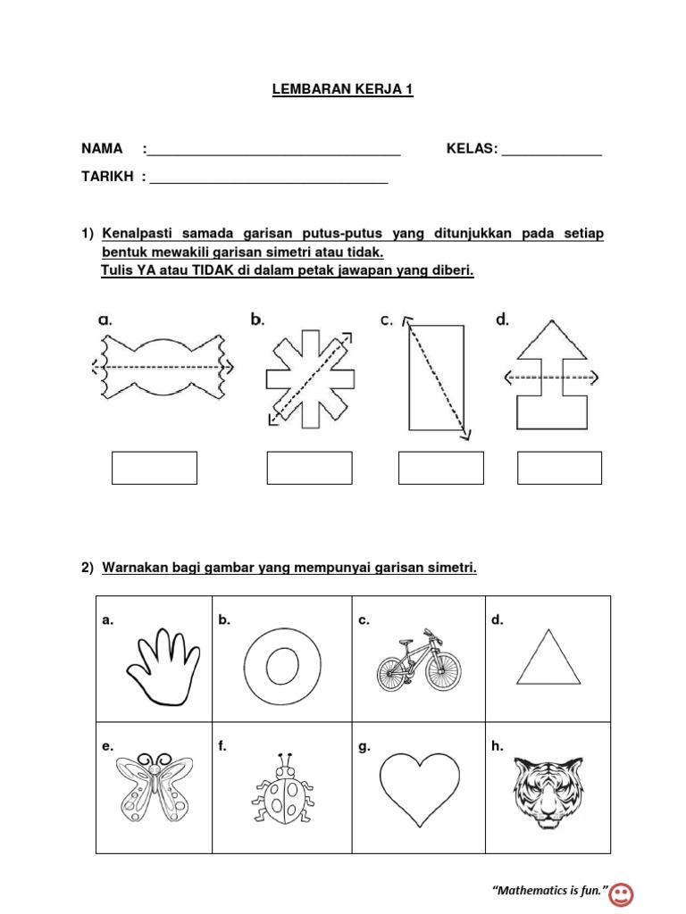 Worksheet - Simetri Math Tahun 3 | PDF