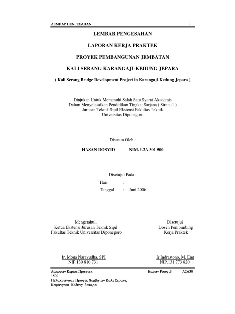 Contoh Laporan Kerja Praktek Teknik Sipil Jembatan Pdf Kumpulan - Riset Contoh Laporan Kerja Praktek Teknik Sipil Jembatan Pdf Kumpulan - Riset