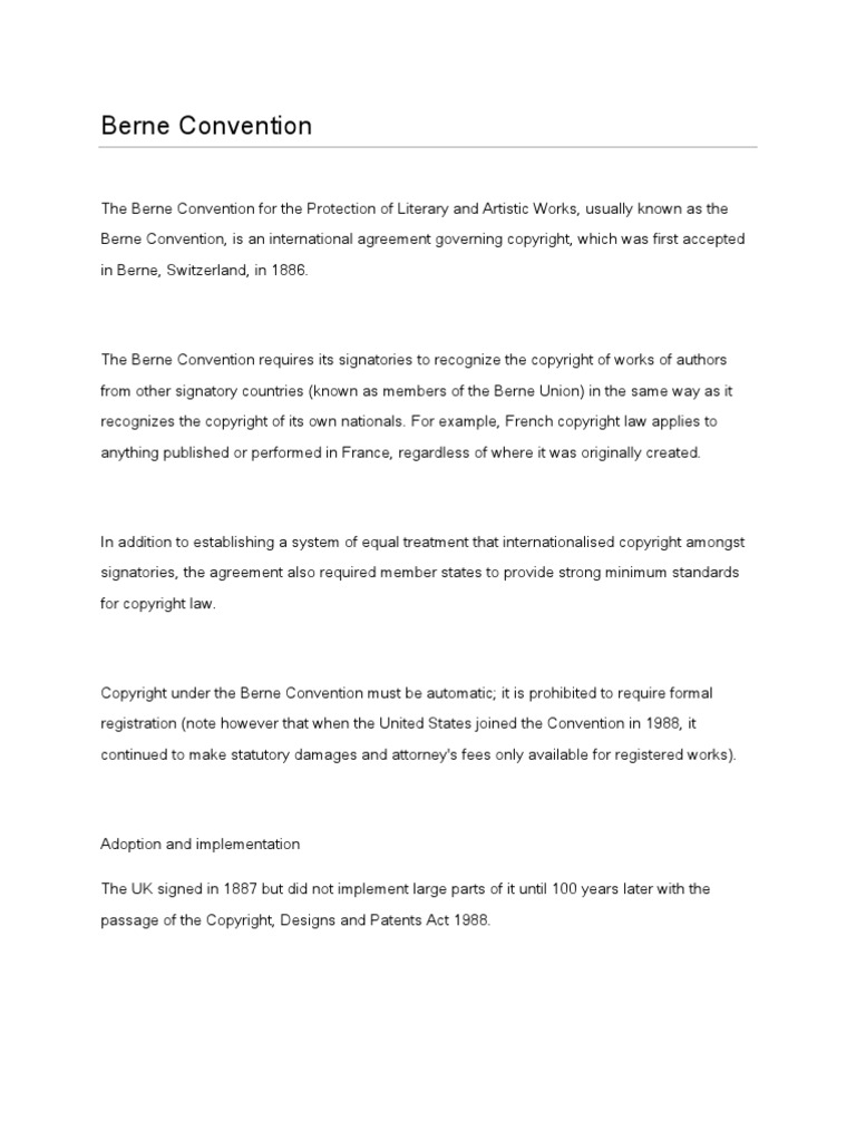 Berne Convention | PDF