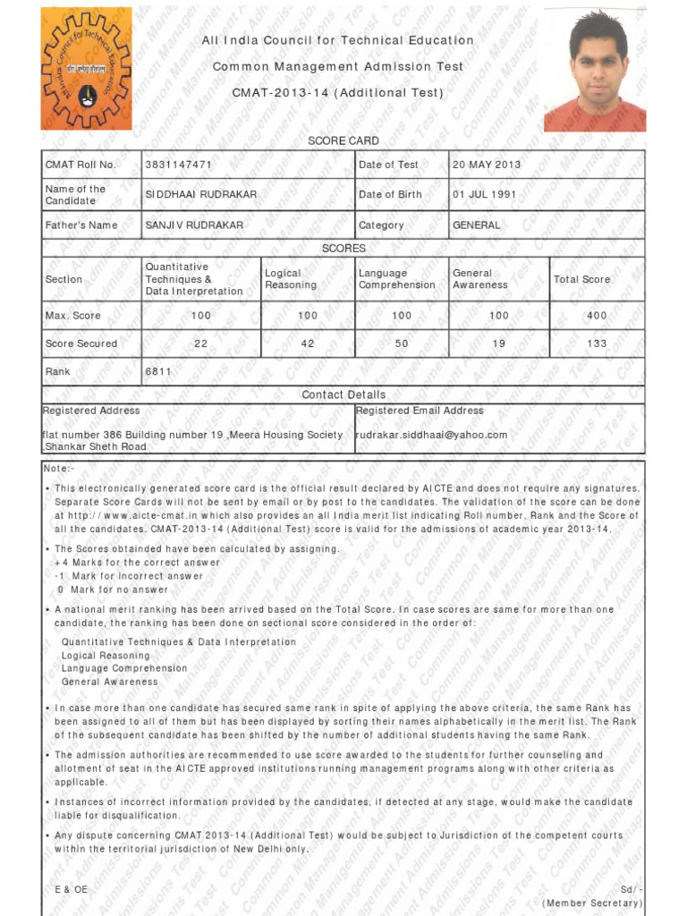 CMAT Score Card | PDF | Government | Business