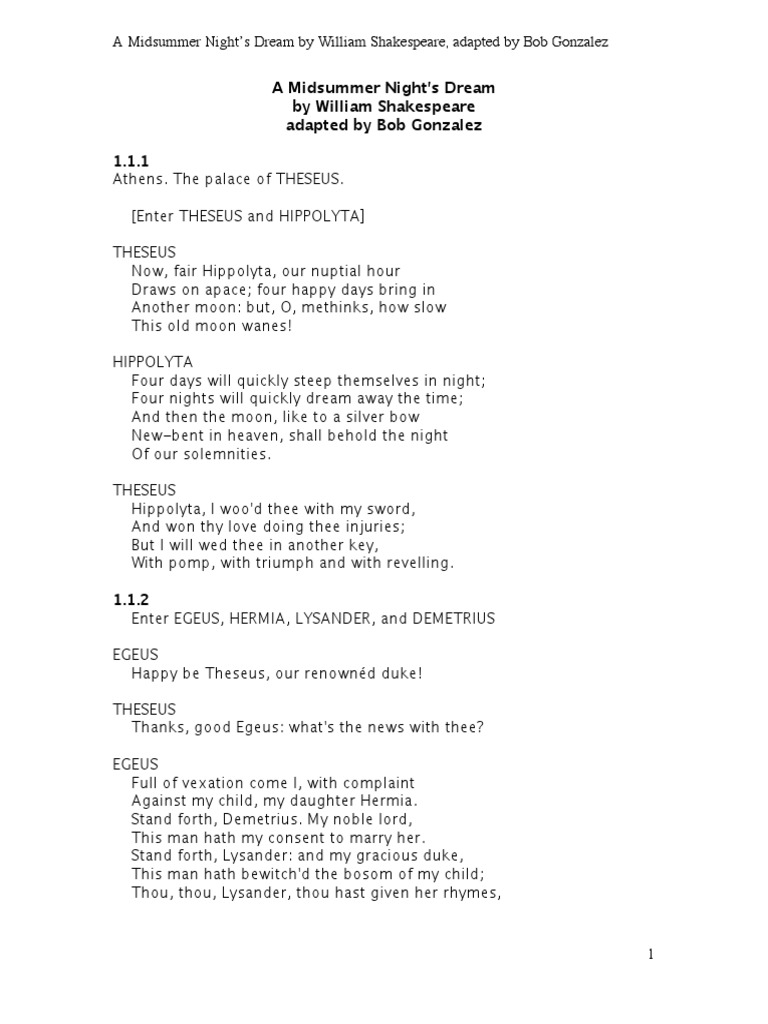 Midsummer Night's Dream in 90 Min | PDF | A Midsummer Night's Dream ...