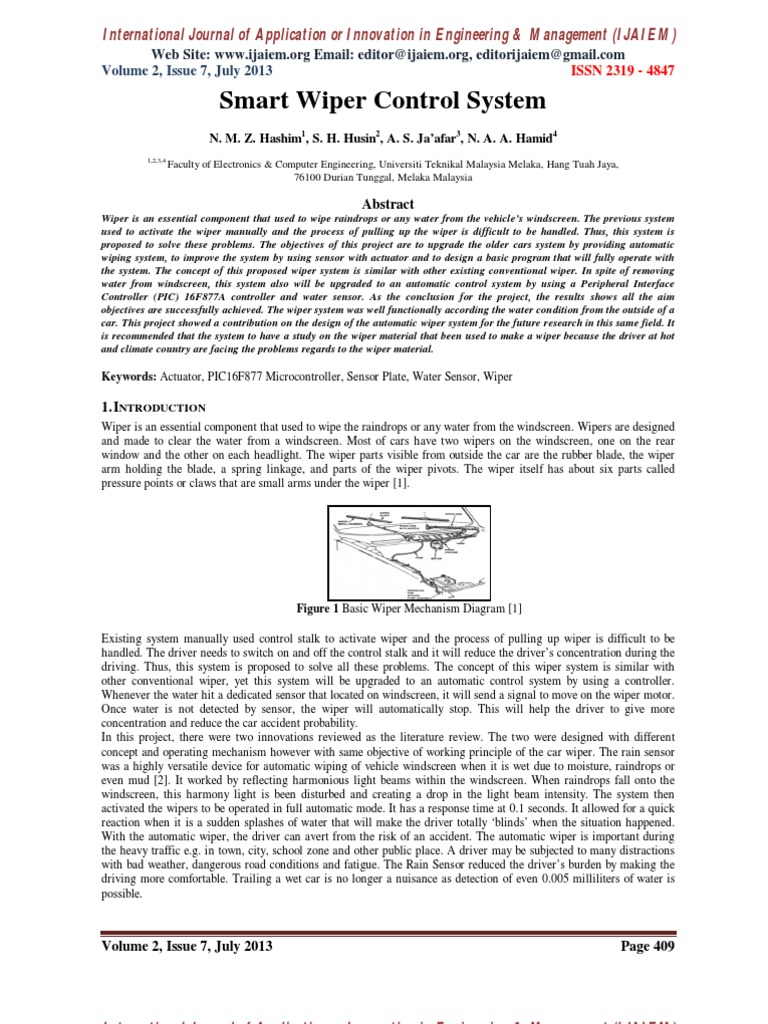 Smart Wiper Control System: International Journal of Application or ...