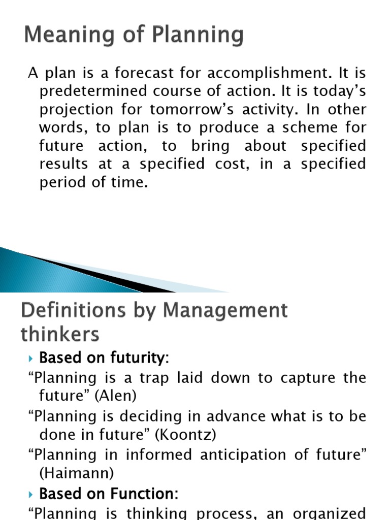 Understanding Planning in Management | PDF | Goal Setting | Goal