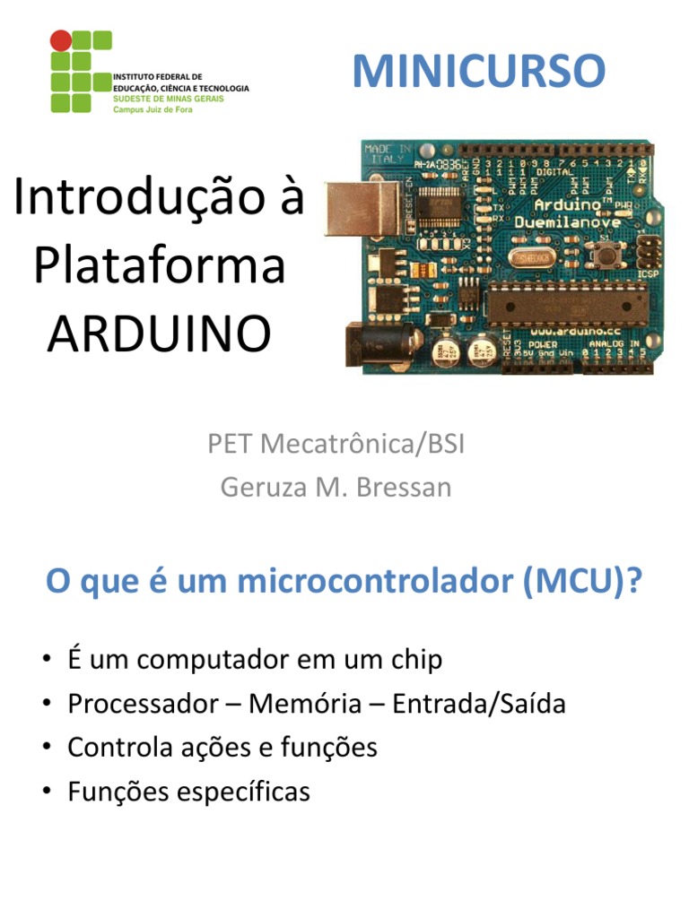 Slide Minicurso Arduino PDF | PDF | Arduino | Microcontrolador