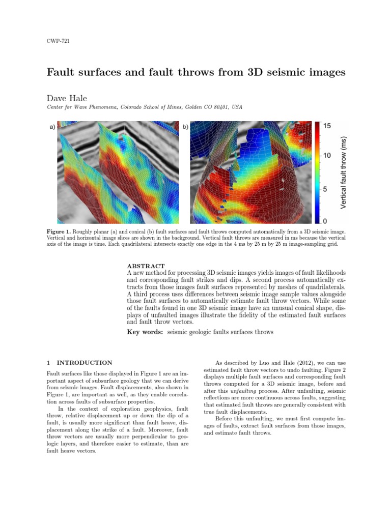 Fault Surfaces and Fault Throws From 3D Seismic Images | PDF | Fault ...