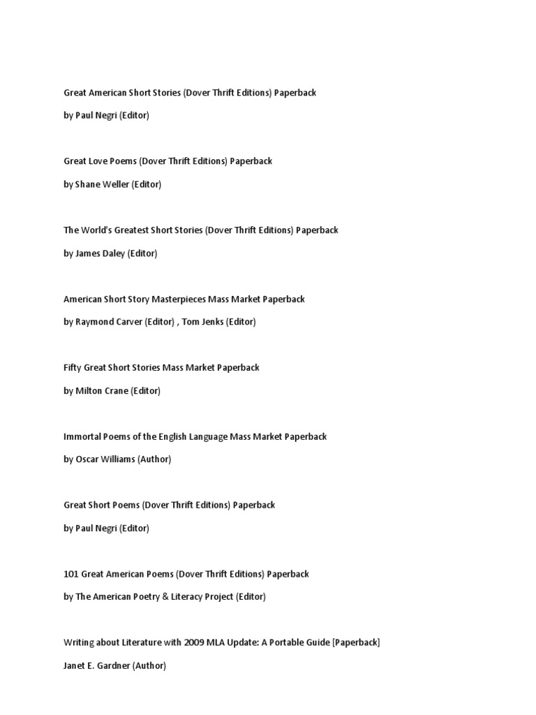 Great American Short Stories | PDF | Paperback | Written Communication