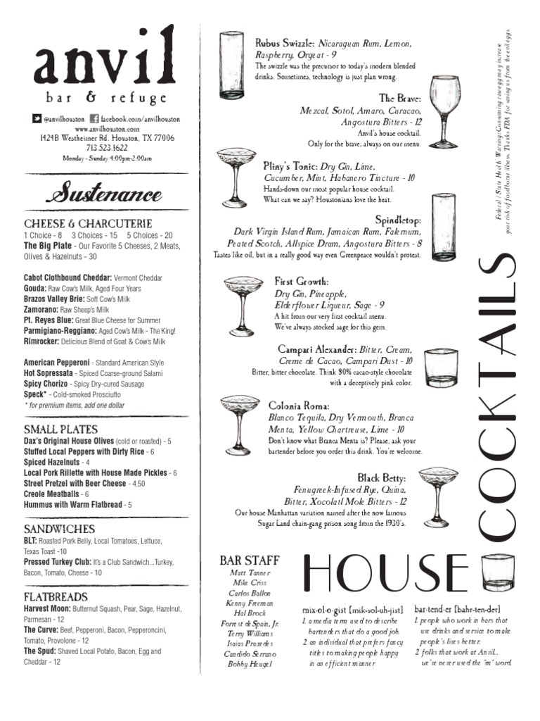 Anvil Menu | PDF | Rum | Gin