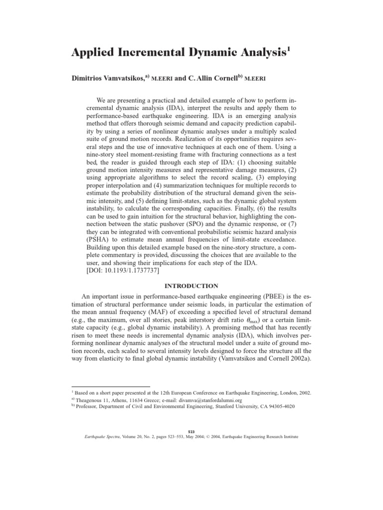 Applied Incremental Dynamic Analysis (Vamvatsikos & Cornell) | PDF | Interpolation ...